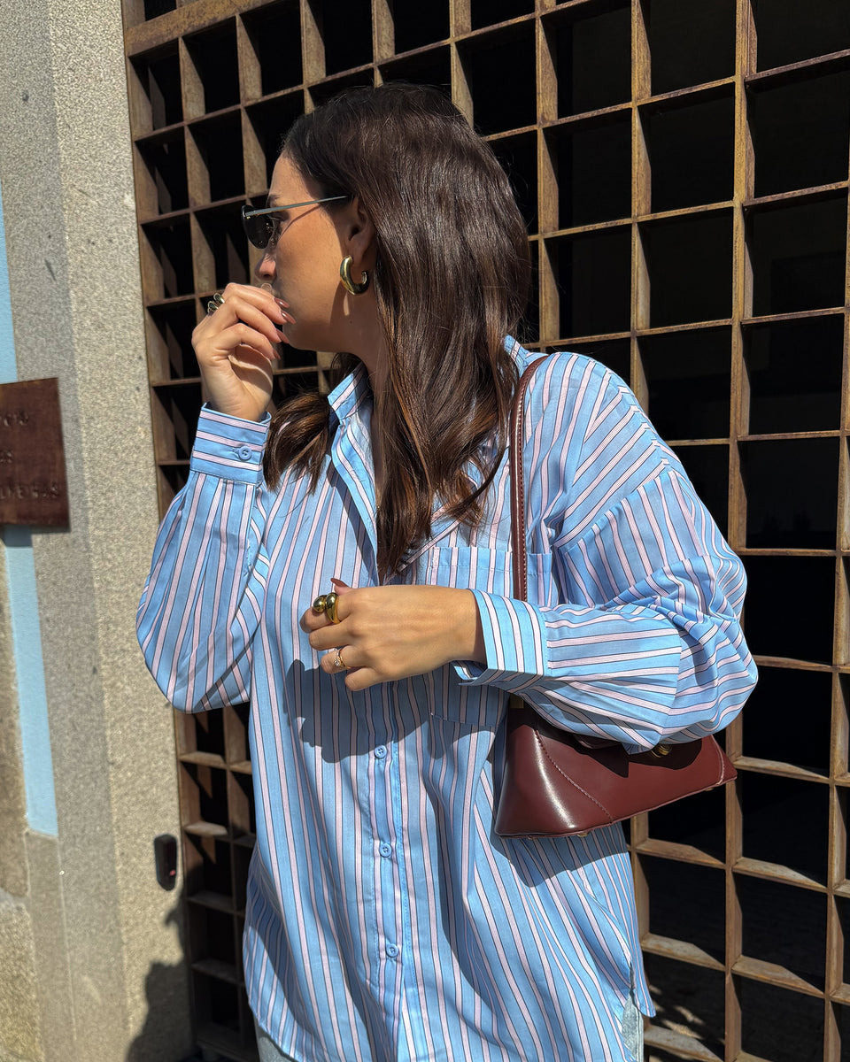 CAMISA OVERSIZE ÀS RISCAS DE POPELINA – KEND-WA BRAND